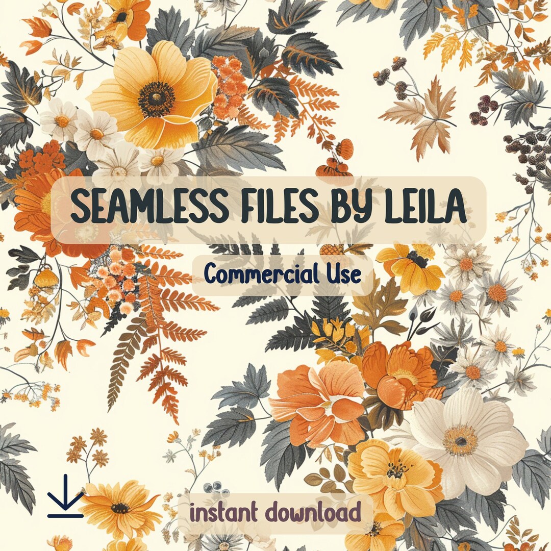 Fall Seamless Files, Fall Autumn Bouquet, Seamless Floral Pattern ...