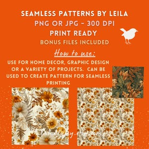 Fall Autumn Bouquet, Seamless Floral Pattern, Vintage Pattern Png ...