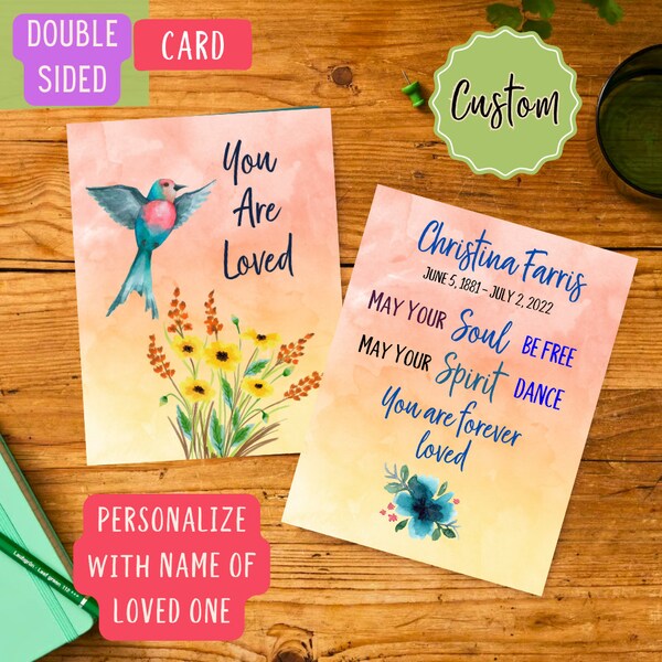 Hummingbird Funeral Card - Etsy