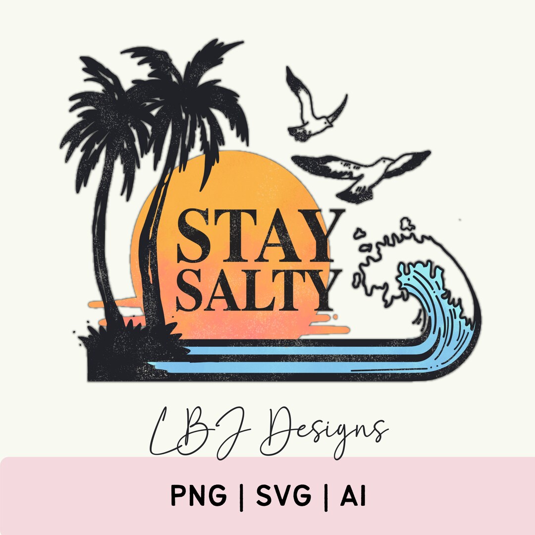 Stay Salty Tee, PNG, Faded Retro Vintage Summer Tee Shirt, PNG, Summer ...
