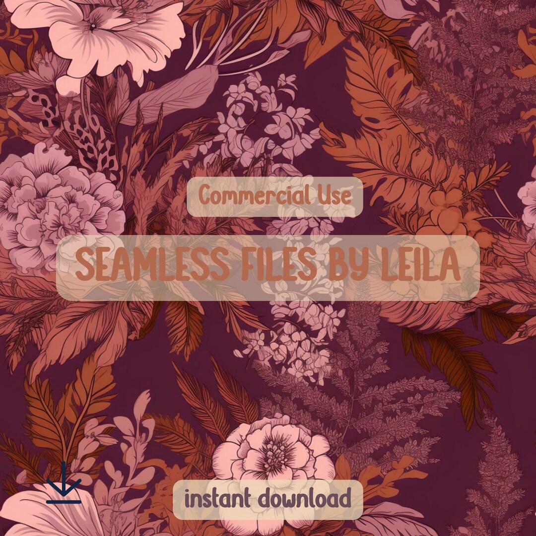 Pink Fall Seamless Files, Fall Seamless Pattern, Fall Digital Paper, Fall Floral Seamless ...