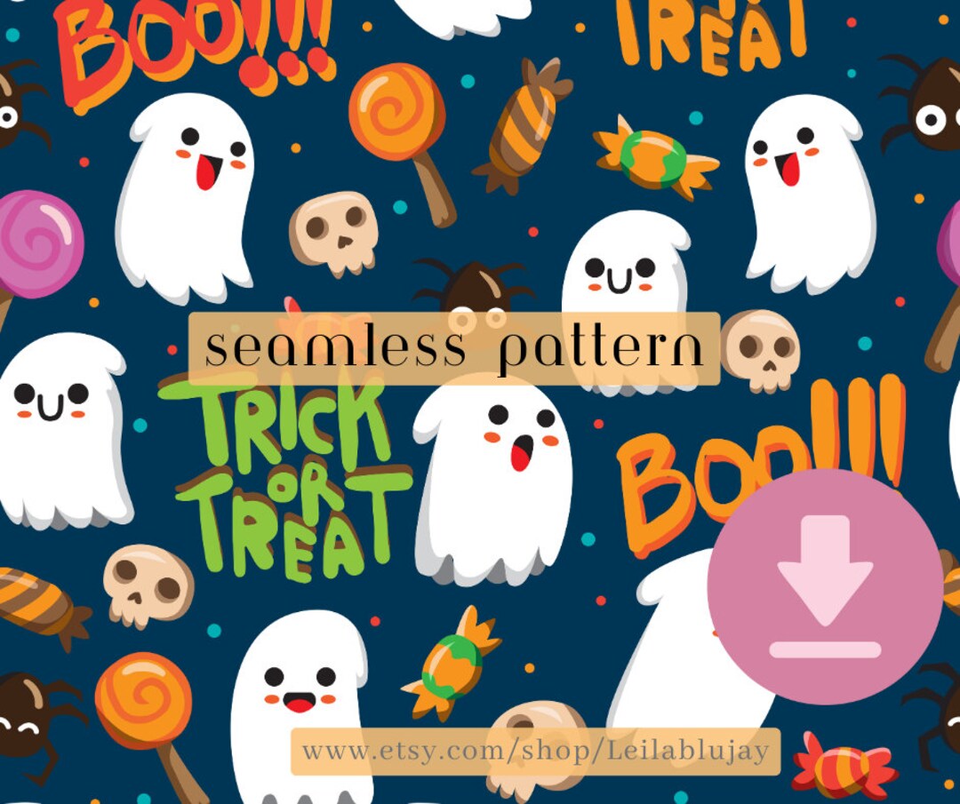 Seamless Repeating File for Printing, Halloween Ghosts Sublimation ...