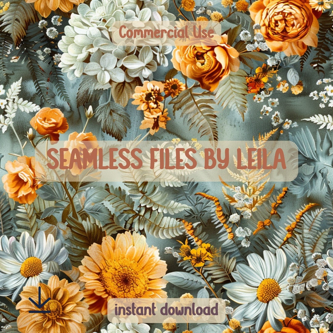 Fall Autumn Bouquet, Seamless Floral Pattern, Vintage Pattern Png ...