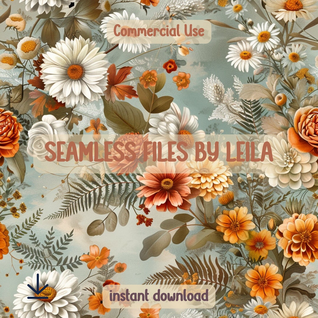 Fall Autumn Bouquet, Seamless Floral Pattern, Vintage Pattern Png ...