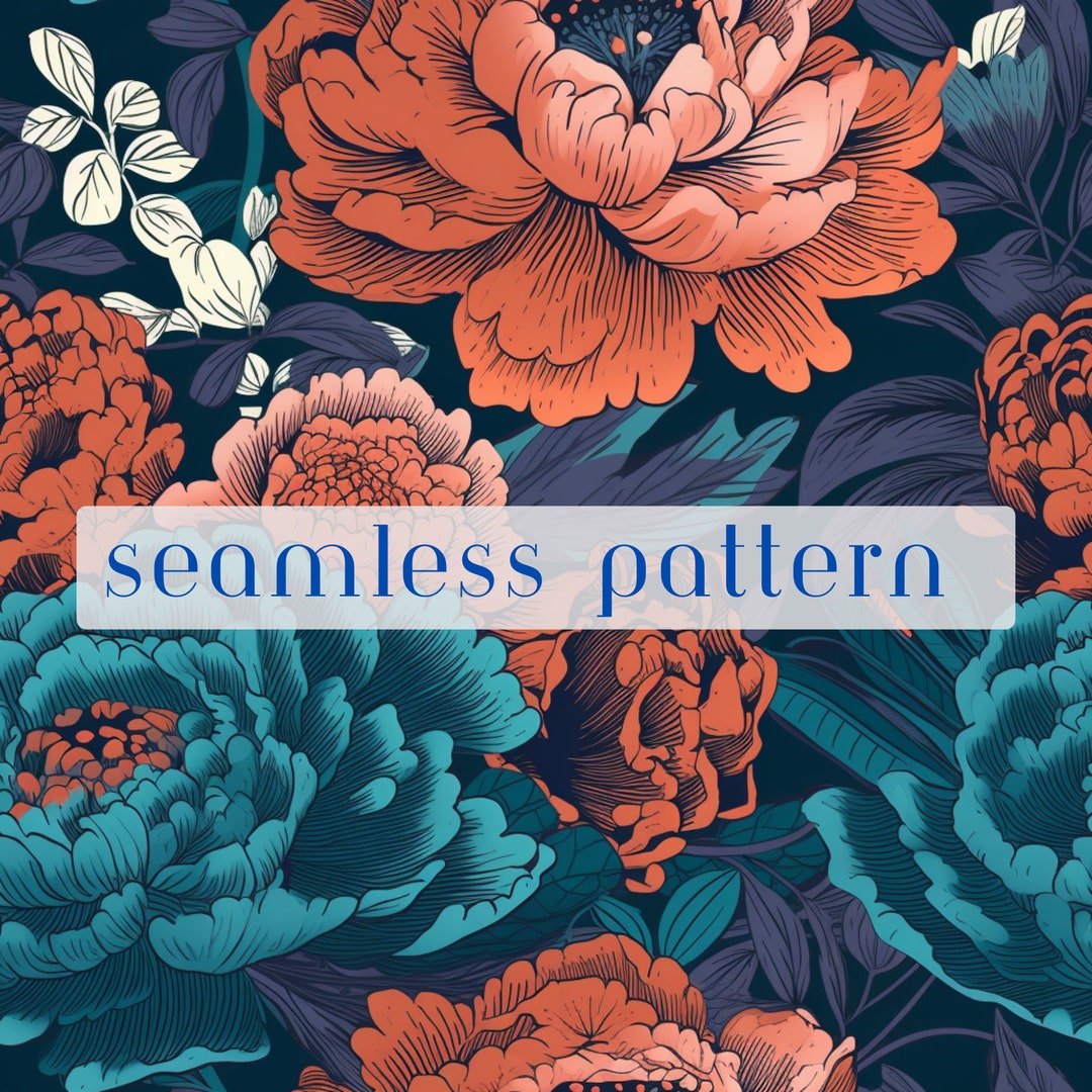 Magnolia Floral Seamless, Boho Seamless Files, Magnolia and Rose Pattern, Blue Floral Seamless ...