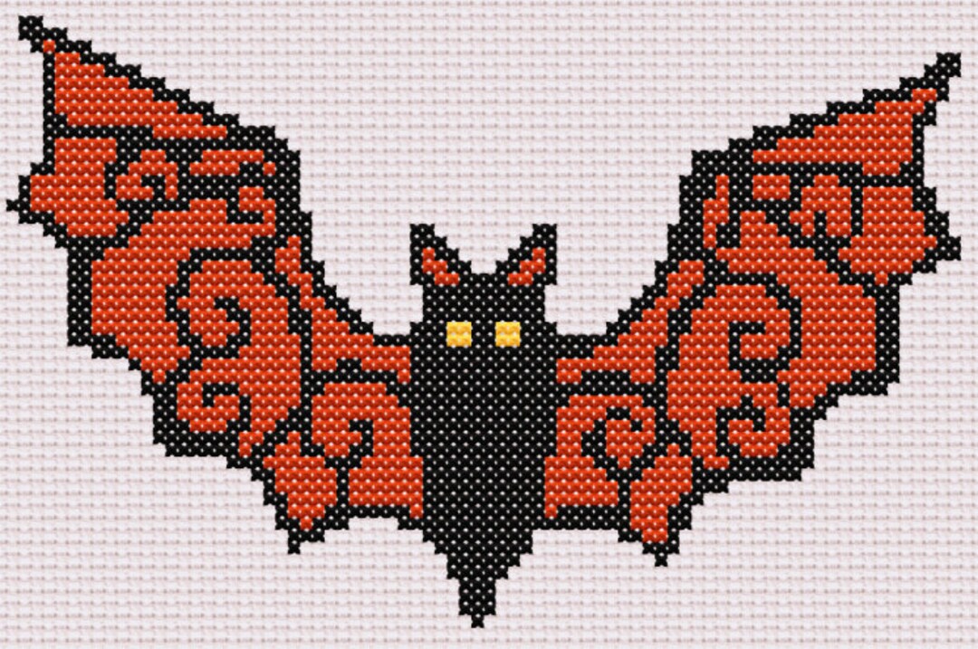 Halloween Bat Downloadable PDF Counted Cross Stitch Pattern - DIY - Etsy