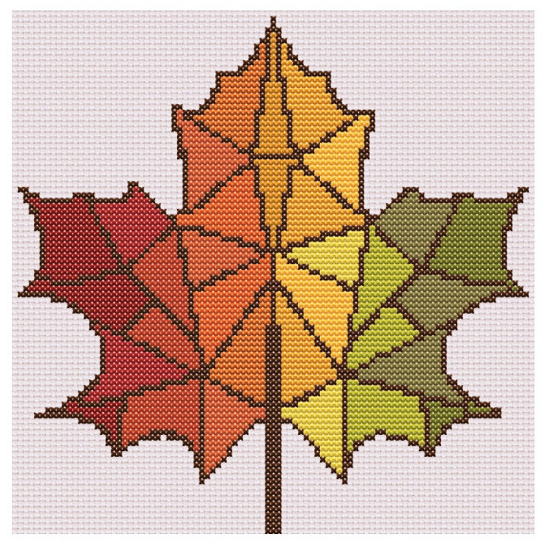 Fall Leaf Downloadable PDF Counted Cross Stitch Pattern ~ DIY ~ Easy ...