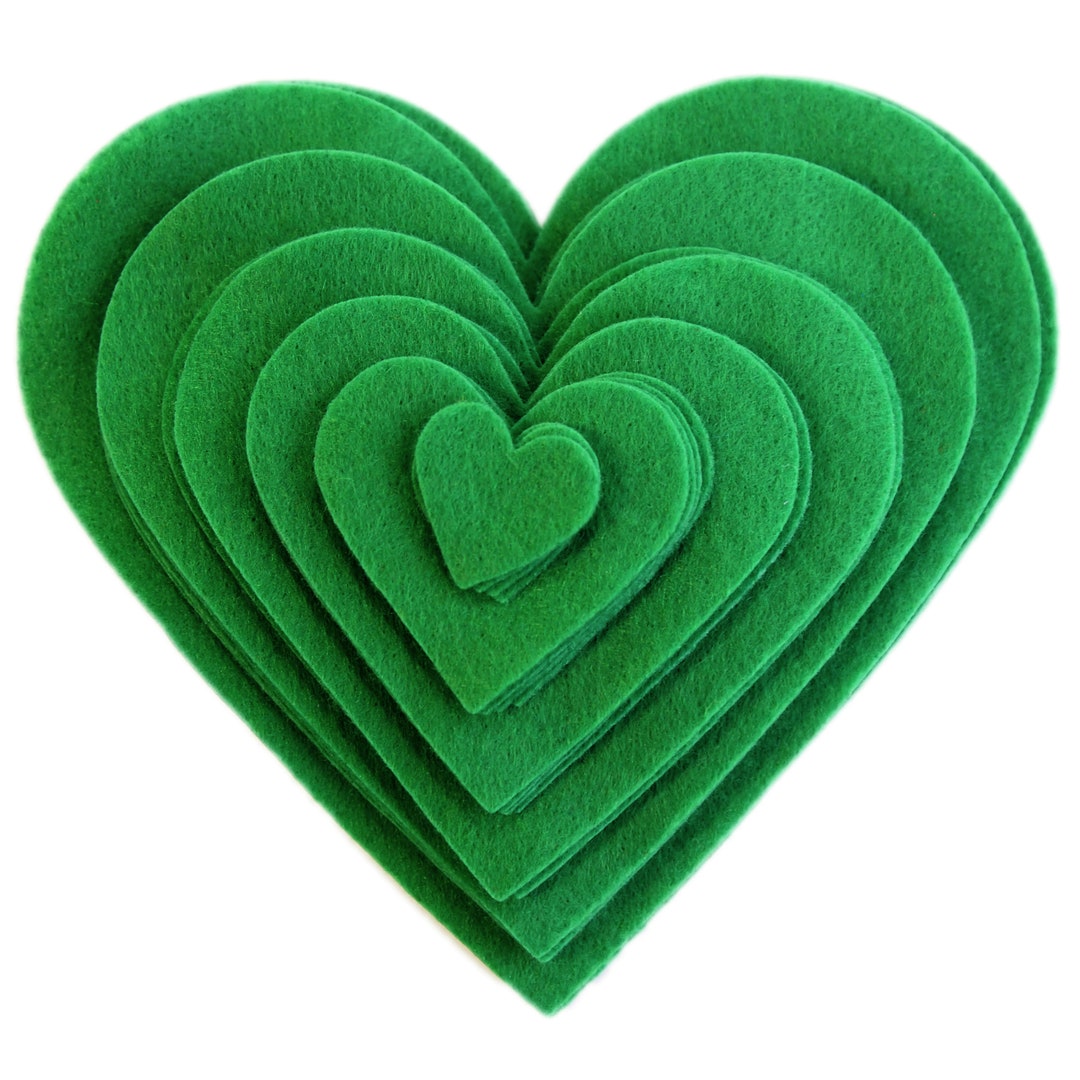 Green 1 to 6 Inch Felt Hearts 24pc Multi-size Pack - Etsy
