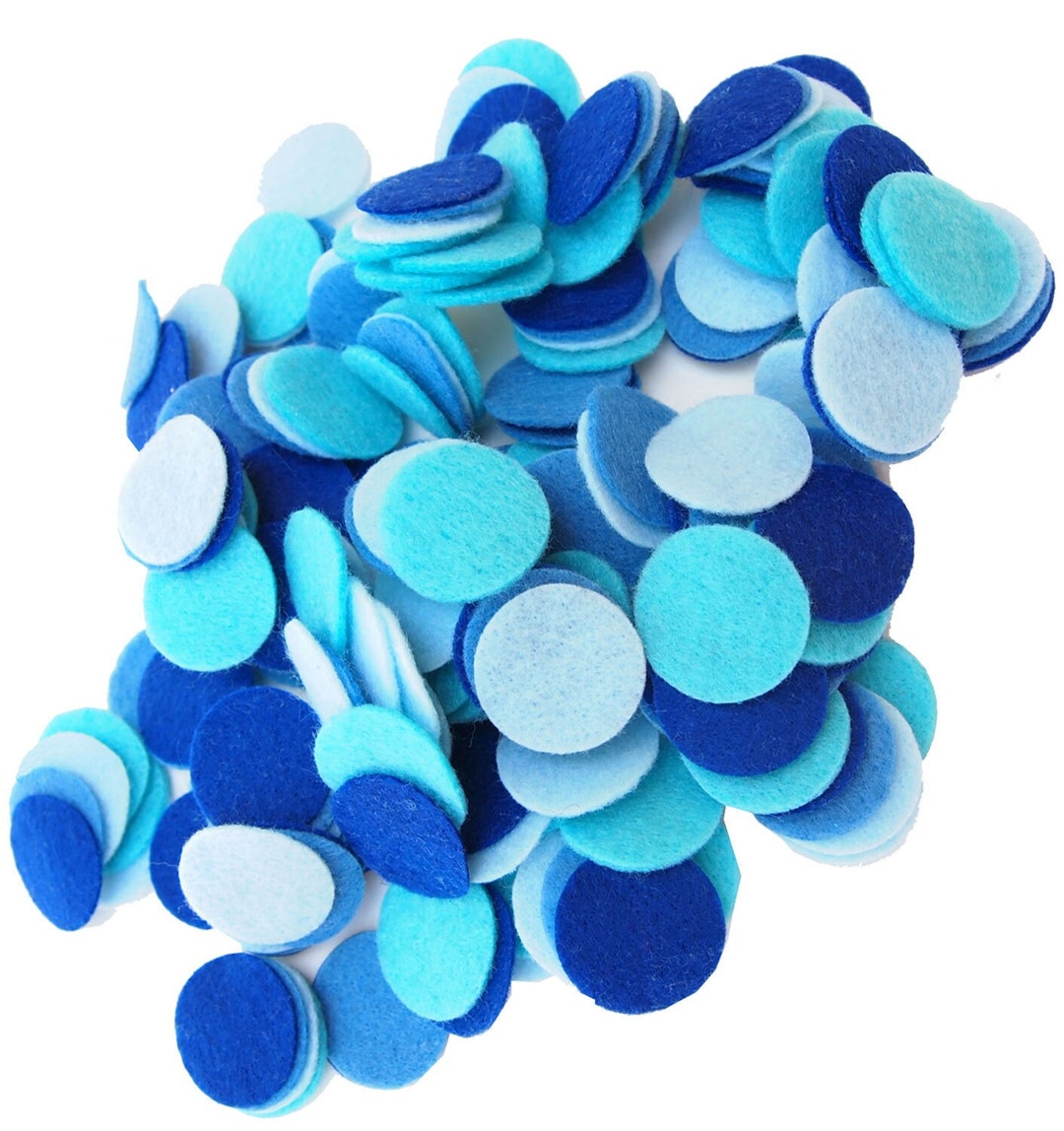 Navy Blue, Lt Blue, Militia Blue, Turquoise Felt Circles Color Set (3/4 ...