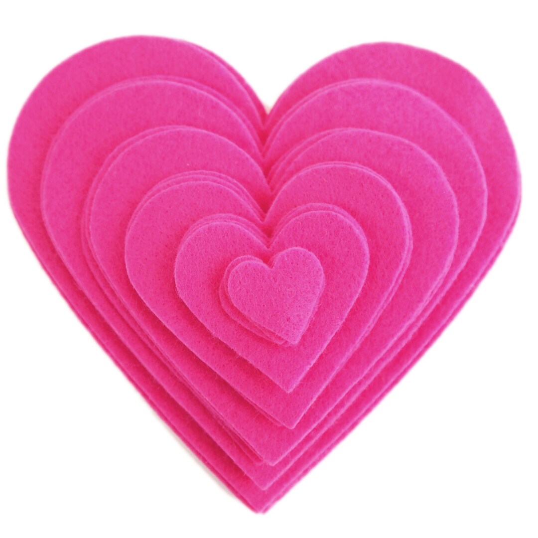 Pink 1 to 6 Inch Felt Hearts 24pc Multi-size Pack - Etsy