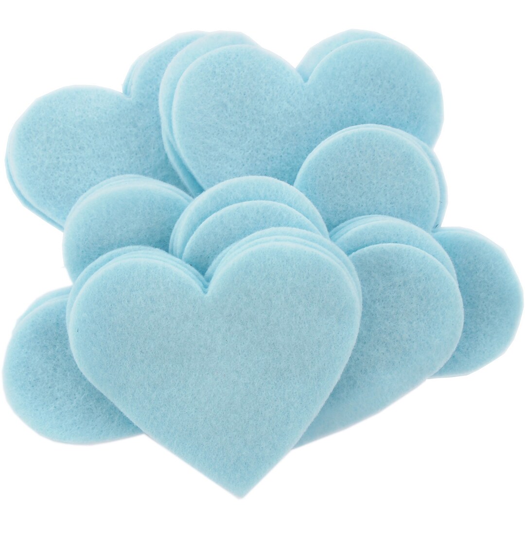 Light Blue Felt 3 Inch Hearts 28pc - Etsy