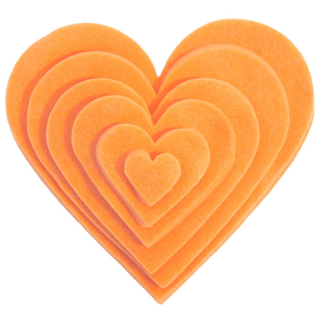 Light Orange 1 to 6 Inch Craft Felt Hearts 24pc Multi-size Pack - Etsy