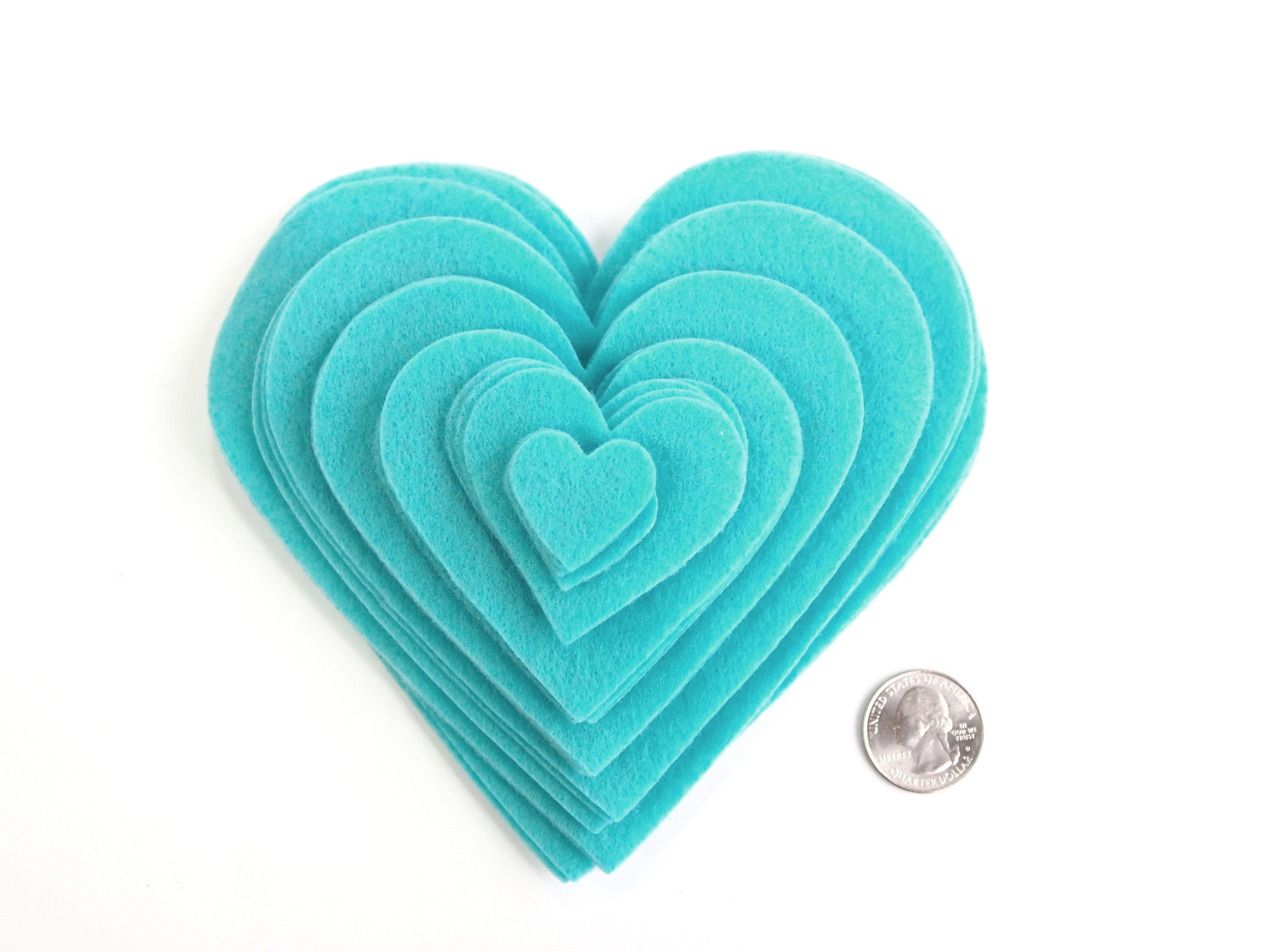 Turquoise Blue 1 to 6 inch Felt Hearts 24pc Multi-Size Pack | Etsy