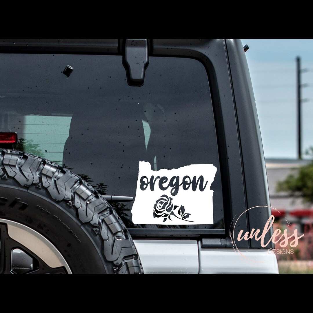 Oregon With Rose Decal, Car Decal, Original Decal, Custom Decal, State ...