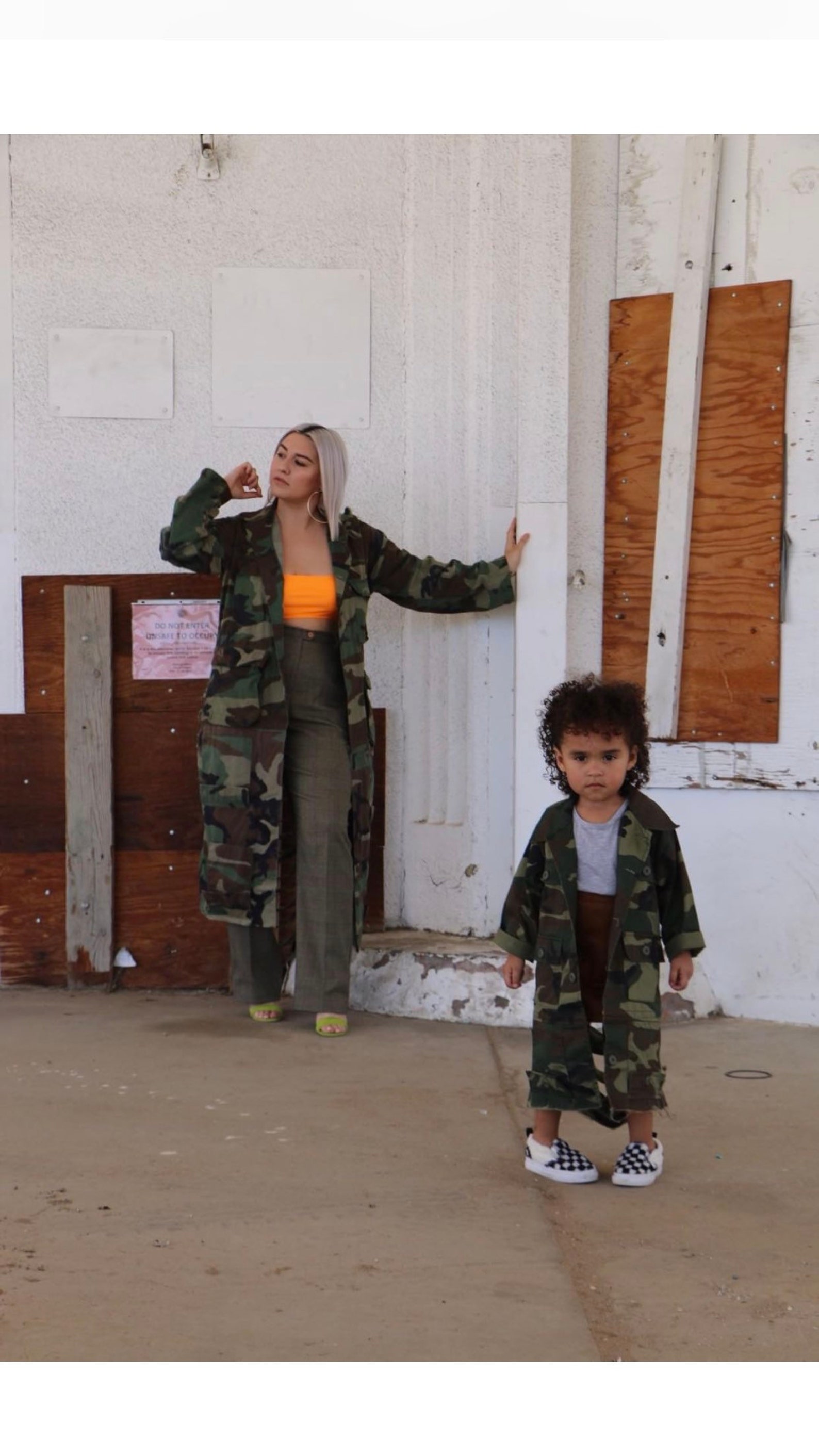 Adult Distressed Trench Length Camo Shredded Camouflage Camo Woodland ...