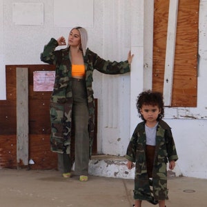 Adult Distressed Trench Length Camo Shredded Camouflage Camo Woodland ...