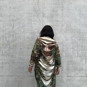 Adult Distressed Trench Length Camo Shredded Camouflage Camo Woodland ...