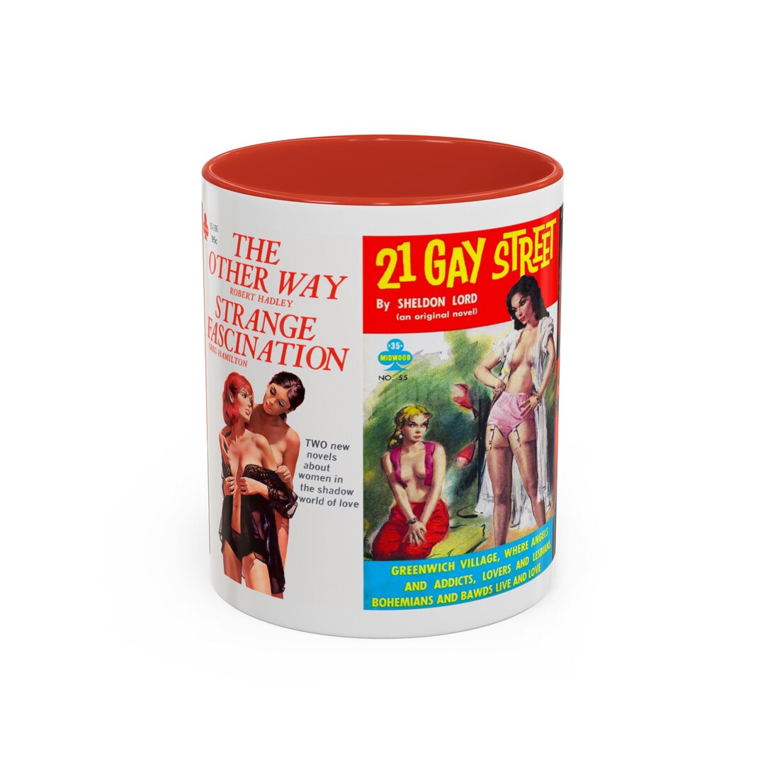 Vintage Pulp Fiction Coffee Mug Lesbian Art Cup Unique T Retro
