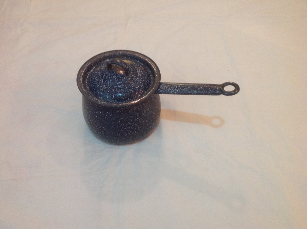 1950's Enamelware Splatterware Blue & White Pot, Farmhouse Kitchen ...