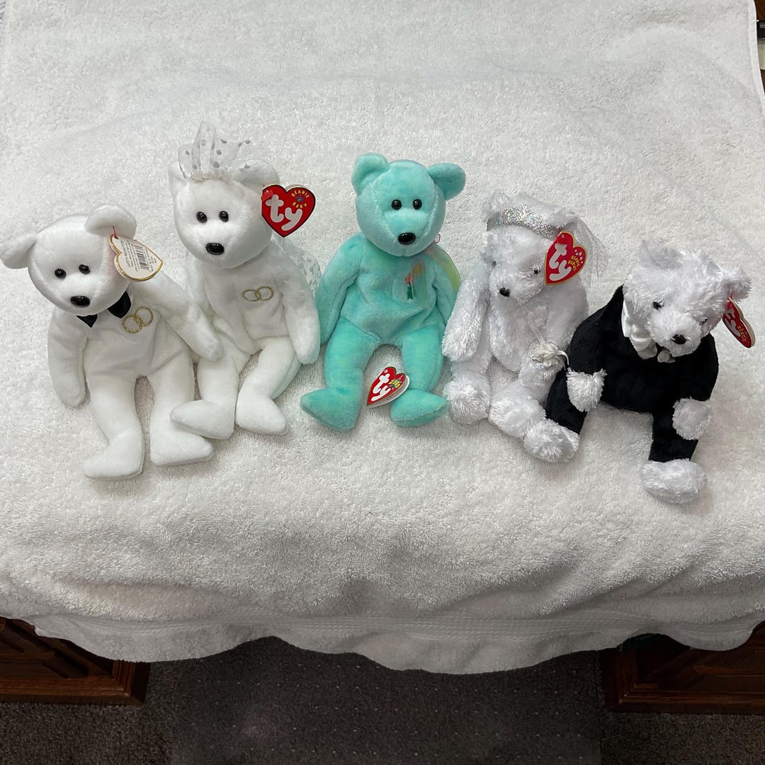 Lot of 5 Vintage Ty BEANIE Babies ~ 1- "mrs" 2001 1- "mr" 2001 1 ...