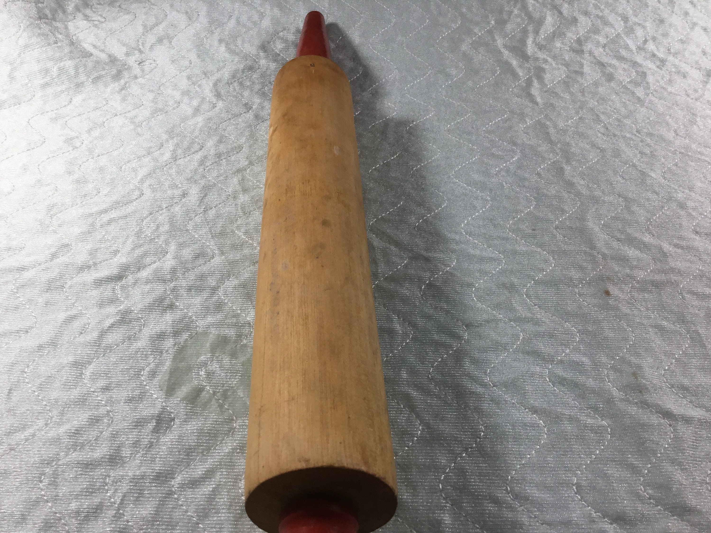 1940's - 1950's Era Wooden Rolling Pin With Red Painted Handles ...