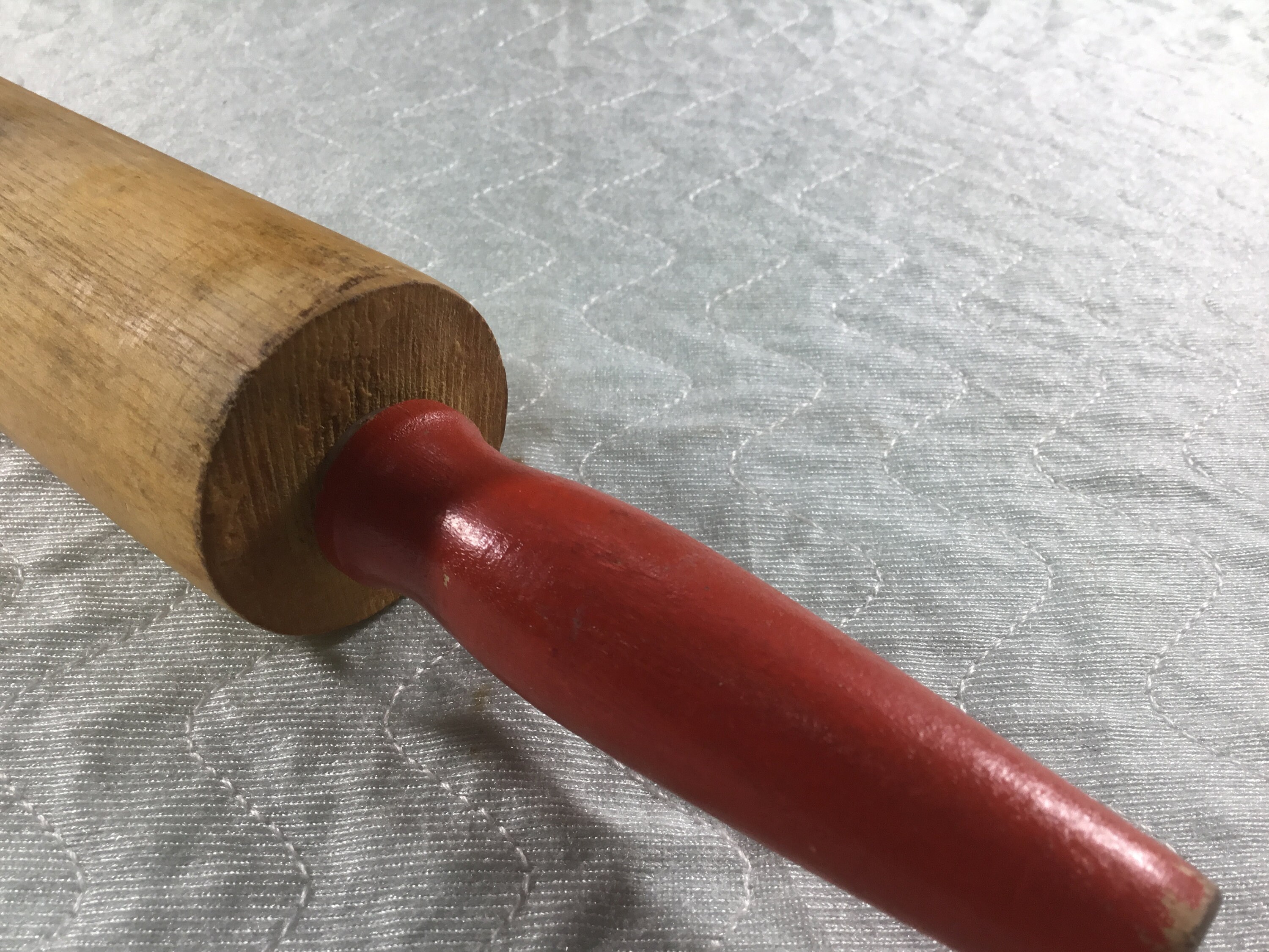 1940's 1950's Era Wooden Rolling Pin With Red - Etsy