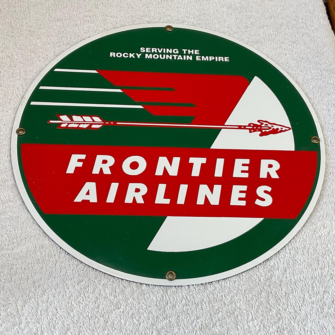 Vintage FRONTIER AIRLINES With Indian Arrow 11 1/4 PORCELAIN Enameled ...