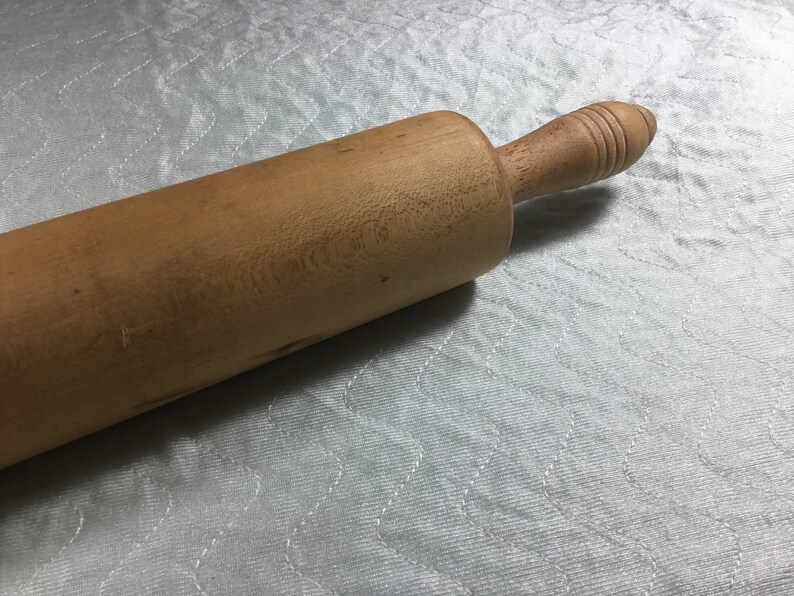 1940's 1950's Era Wooden Rolling Pin With Red | Etsy