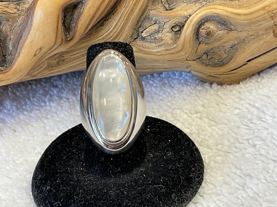 Sterling Silver .925 Mother of Pearl Ring Stamped/marked "asj 925 ...