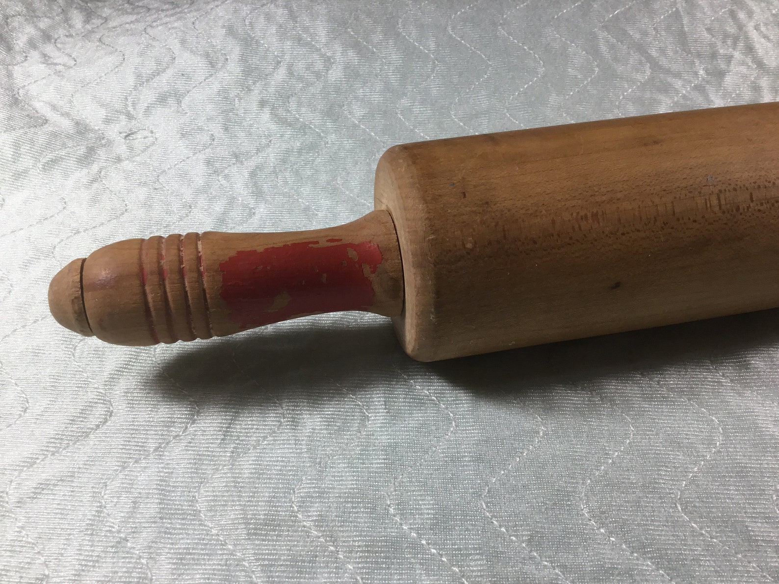 1940's 1950's Era Wooden Rolling Pin With Red - Etsy