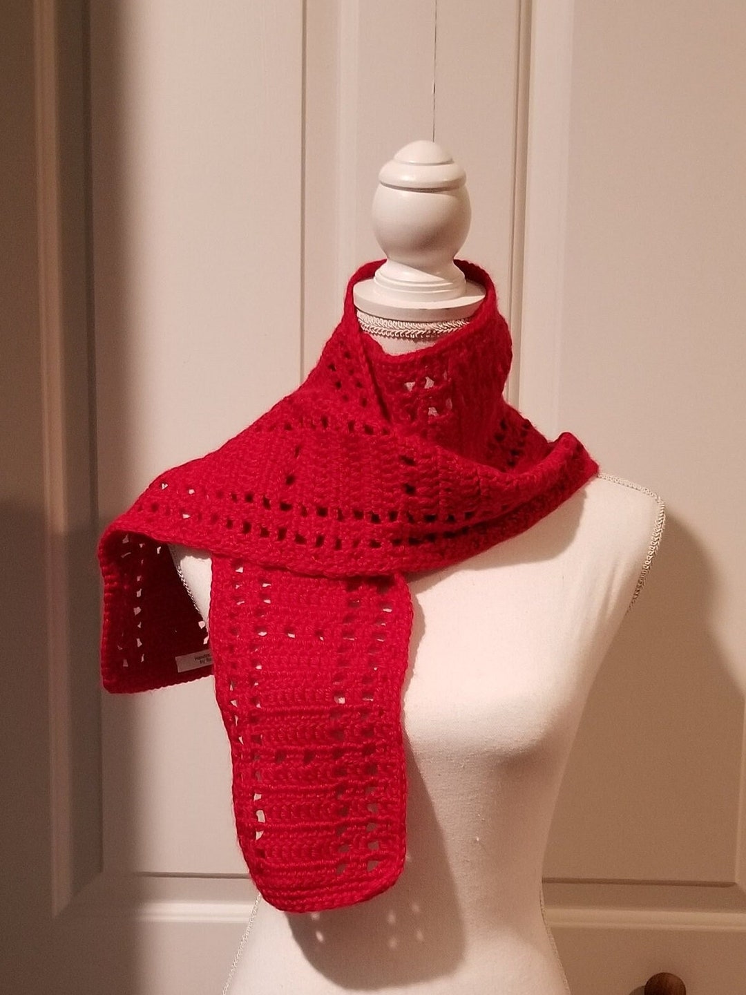 Scarlet Lace Crochet Scarf - Etsy UK