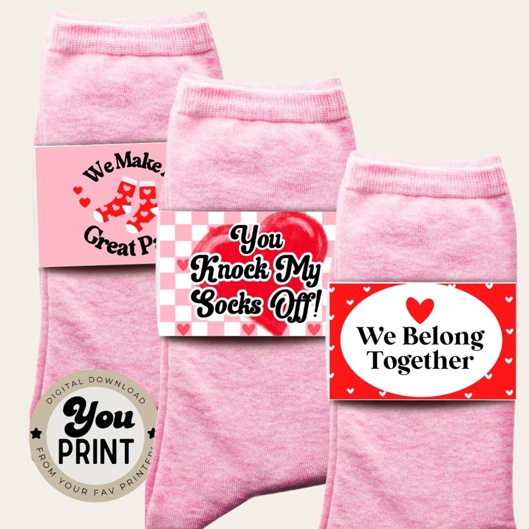 Printable Valentine's Day Sock Labels, Wraps, Friends, Besties ...