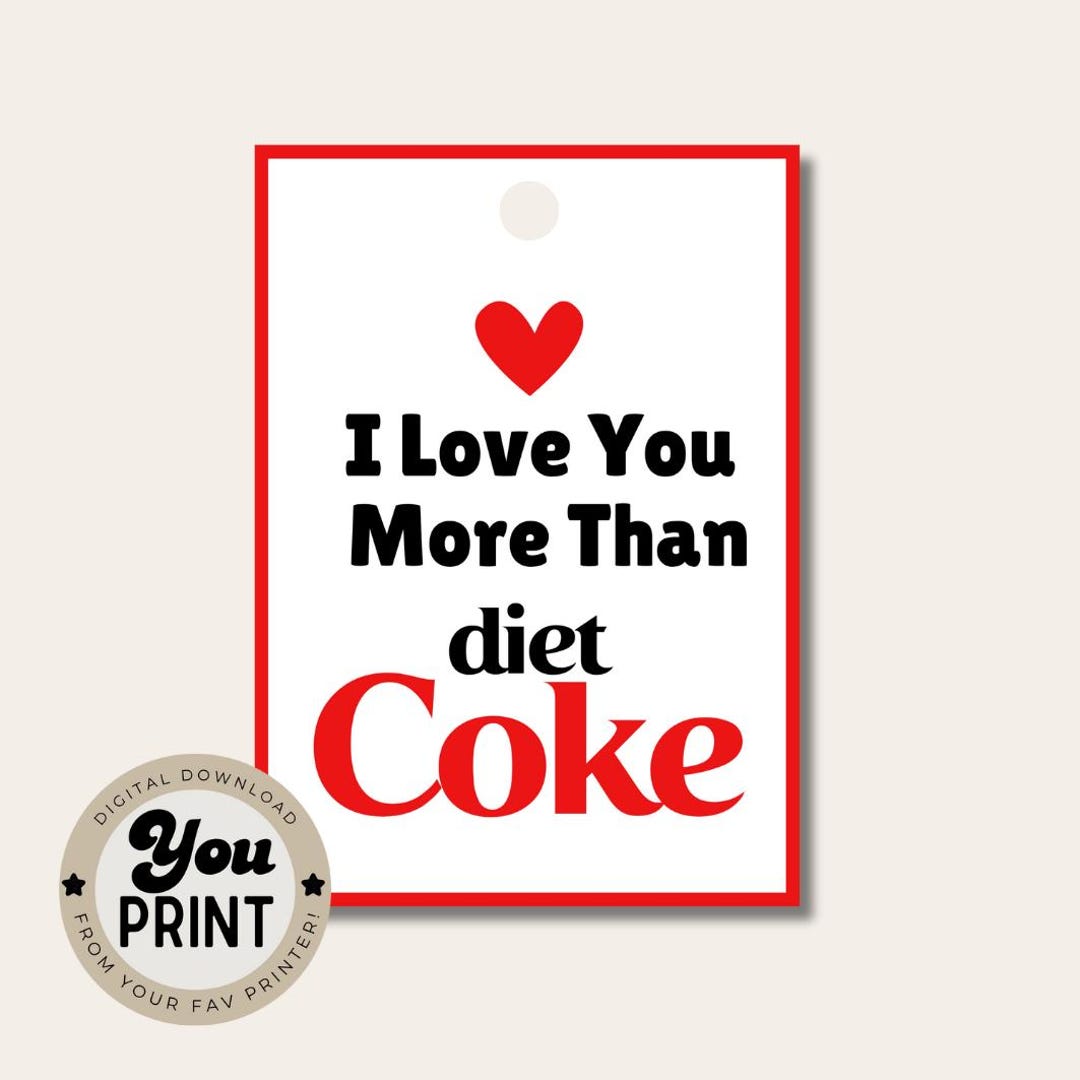 Printable Tag for Diet Cola Lovers Friends, Co-workers, Instant ...
