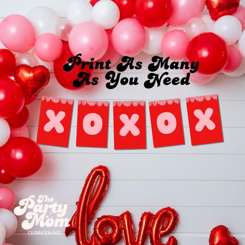 Printable XOXO Banner for Valentine's Day, Galentine's, Class Party ...