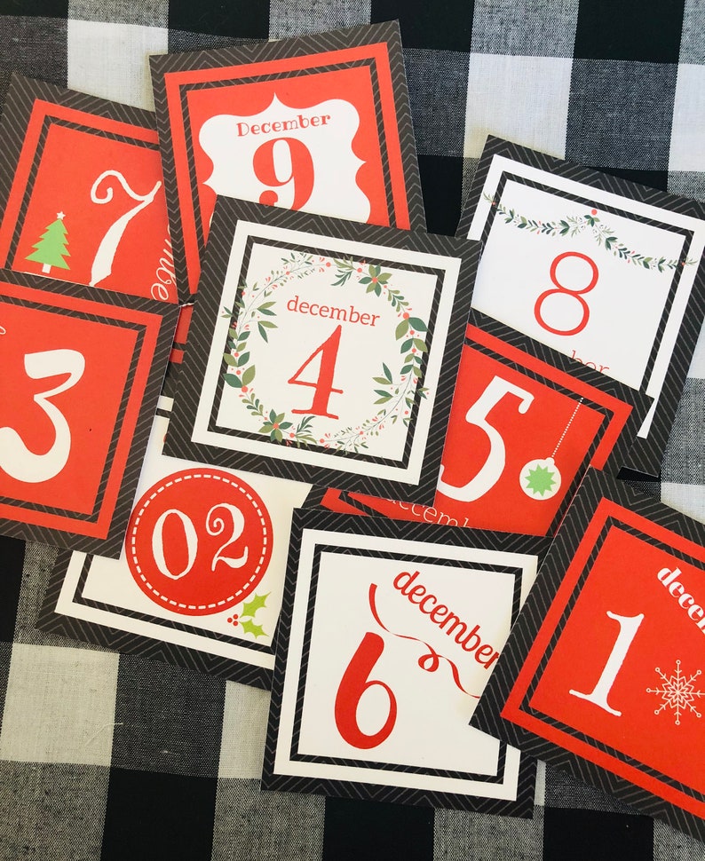 Christmas Advent Calendar Printable Numbers - Etsy