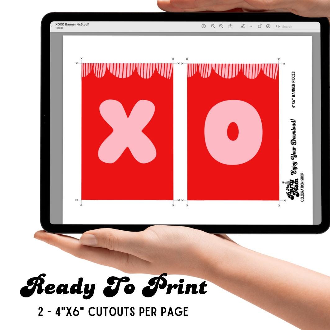 Printable XOXO Banner for Valentine's Day, Galentine's, Class Party ...