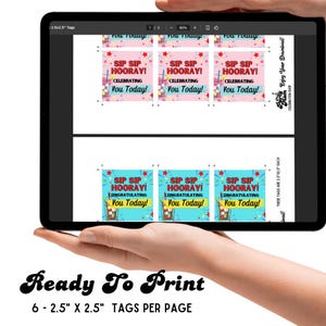 Sip Sip Hooray! Printable Gift Tag 2.5" Square Tag for Soda Shop or ...