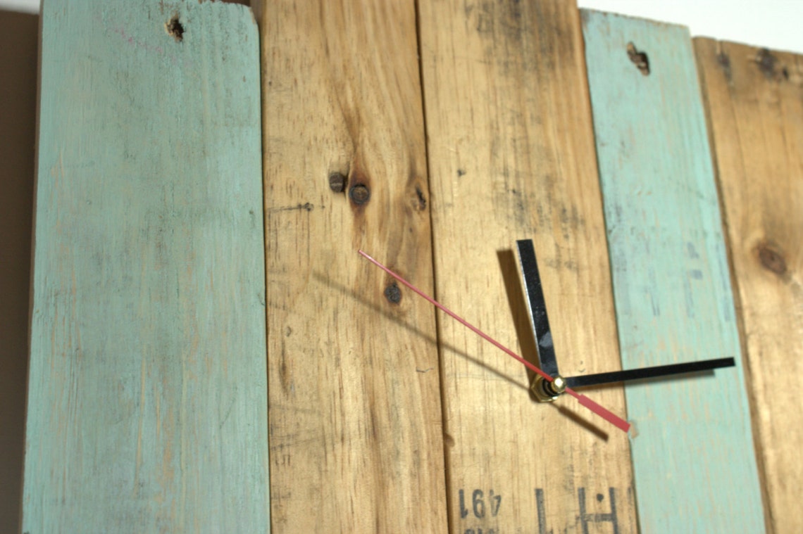 Rustic Wooden Clock, Recycled Pallet Clock, Recycled Wooden Wall Clock ...