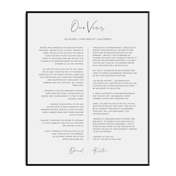 Wedding Vow Print - Shop Online - Etsy