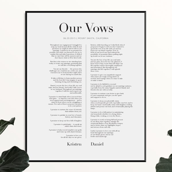 Wedding Vows Framed - Etsy