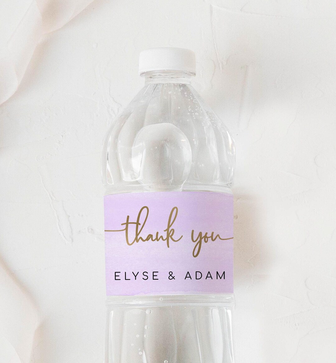 Editable Water Bottle Labels - Purple Watercolour - Printable ...