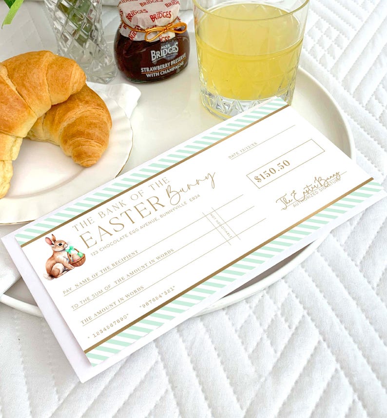 Easter Cheque Template, Fake Bank Cheque Gift Voucher, Custom Printable ...