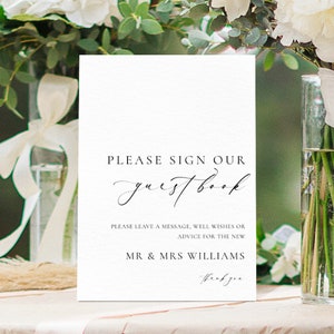 Printable Wedding Guest Book Sign, Minimalist Wedding Keepsake Memories ...