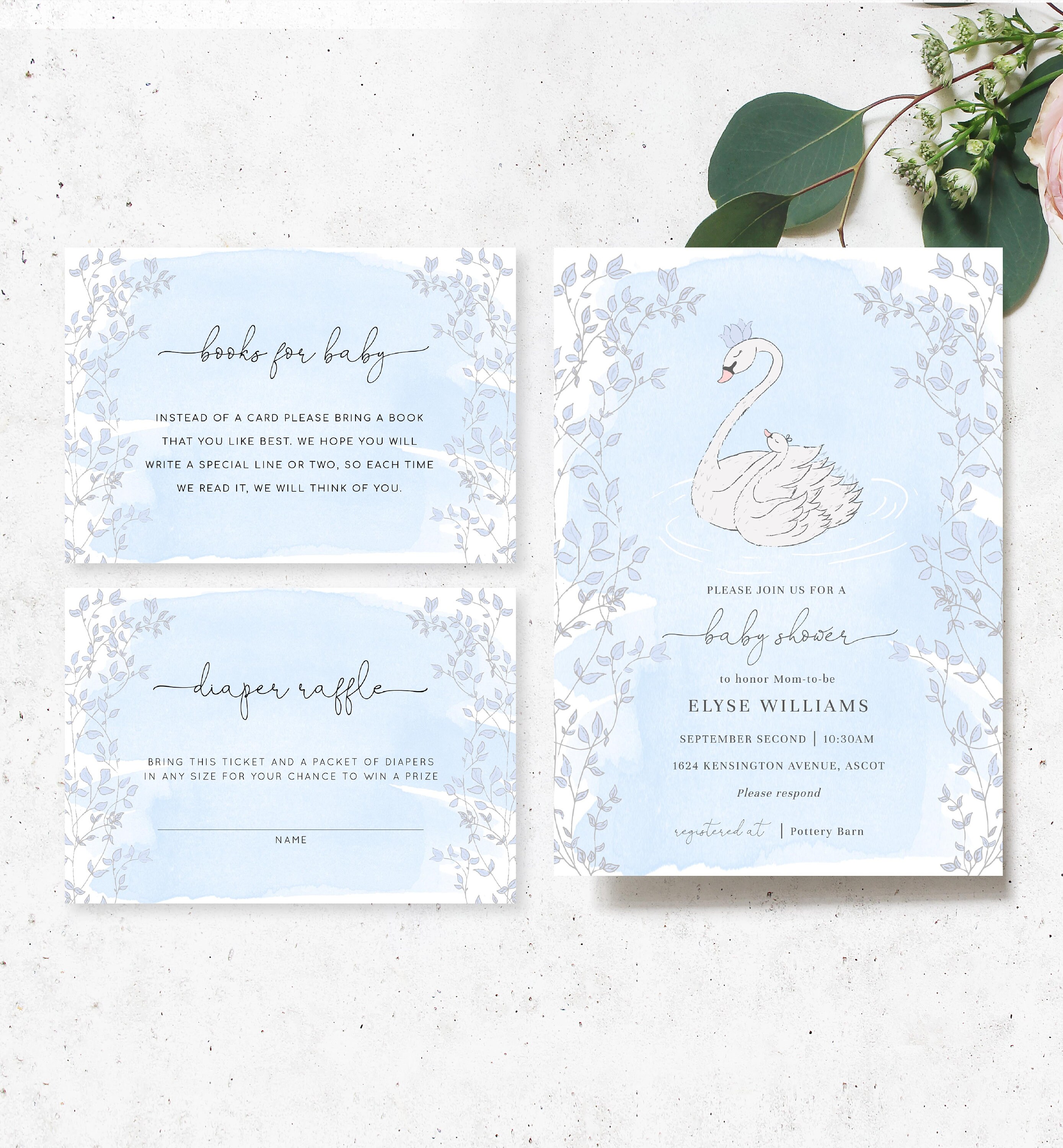 Invitations & Announcements Paper & Party Supplies Paper Swan Baby ...