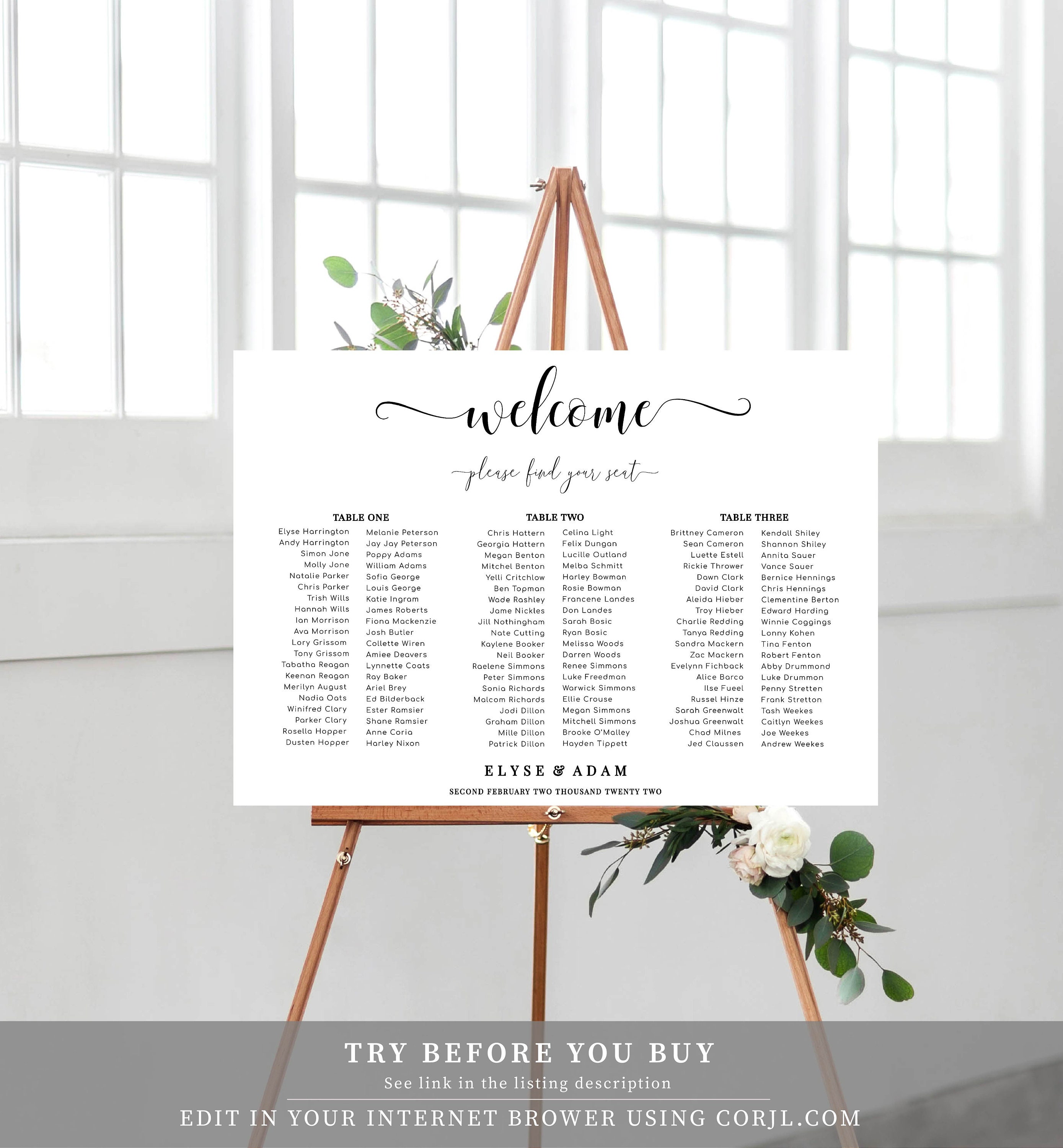 Modern Minimal Wedding Table Plan Printable Editable Seating - Etsy ...