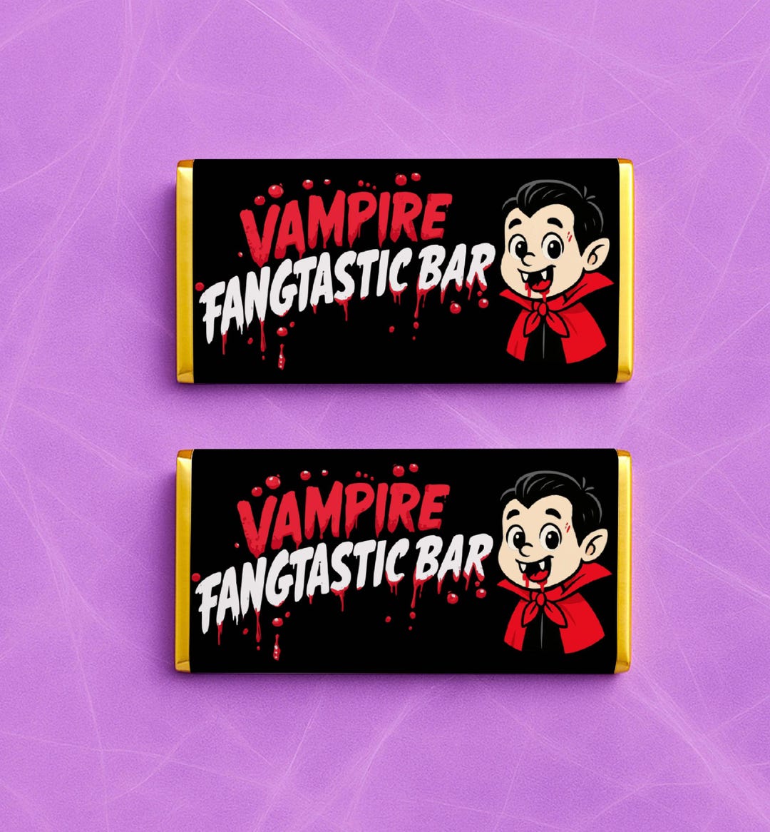 Printable Vampire Chocolate Wrapper: Halloween Treat Tag (DIY Template ...