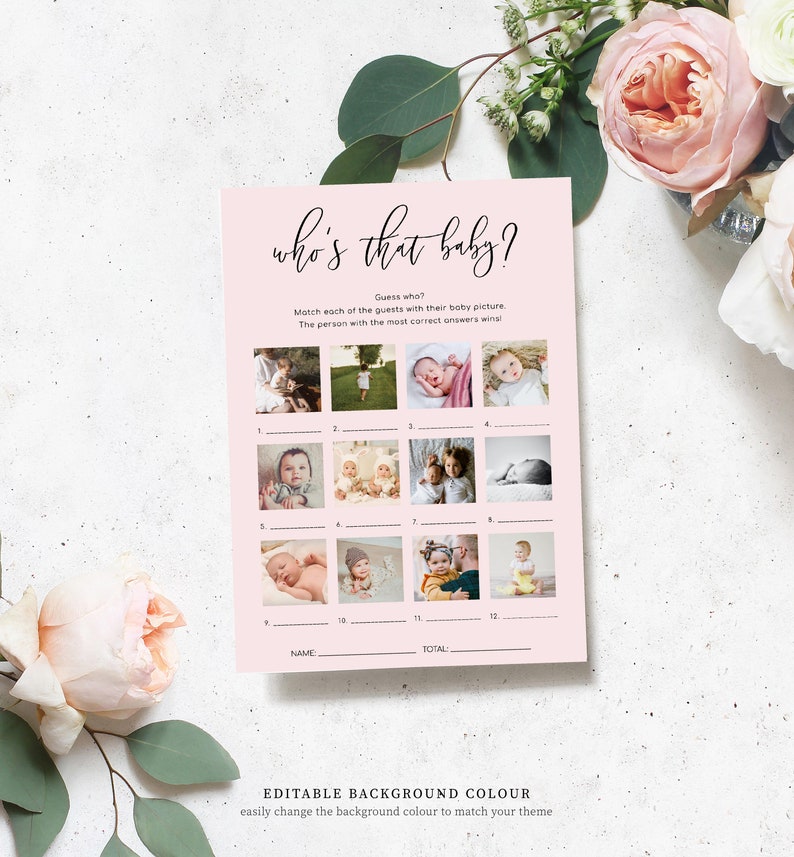 Who's That Baby Photo Game, Modern Minimalist Guess Who? Baby Shower ...