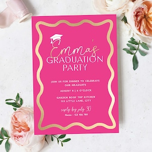 Printable Graduation Party Invitation, Hot Pink College Graduation ...