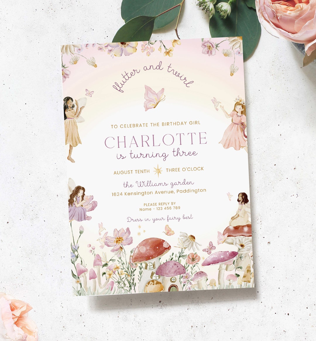 Editable Fairy Birthday Party Invitation, Pixie Fairy Princess Party ...