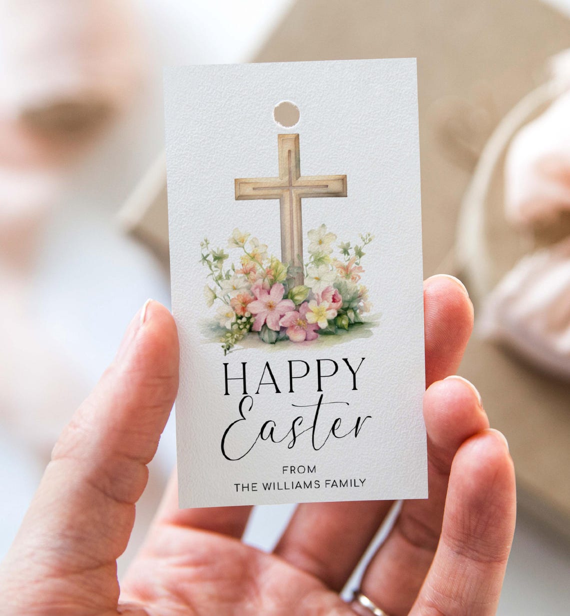 Easter Cross Gift Tag Template, Printable Happy Easter Gift Tag ...